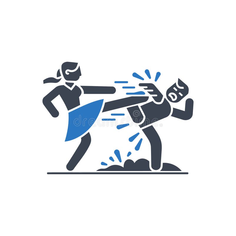 Woman Kicking Attacker Icon Stock Vector - Illustration of attacker ...