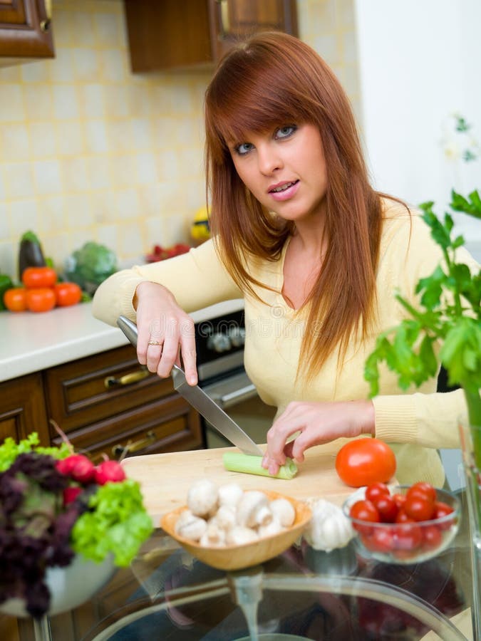 Woman in Kitchen stock image. Image of happy, attractive - 6479177