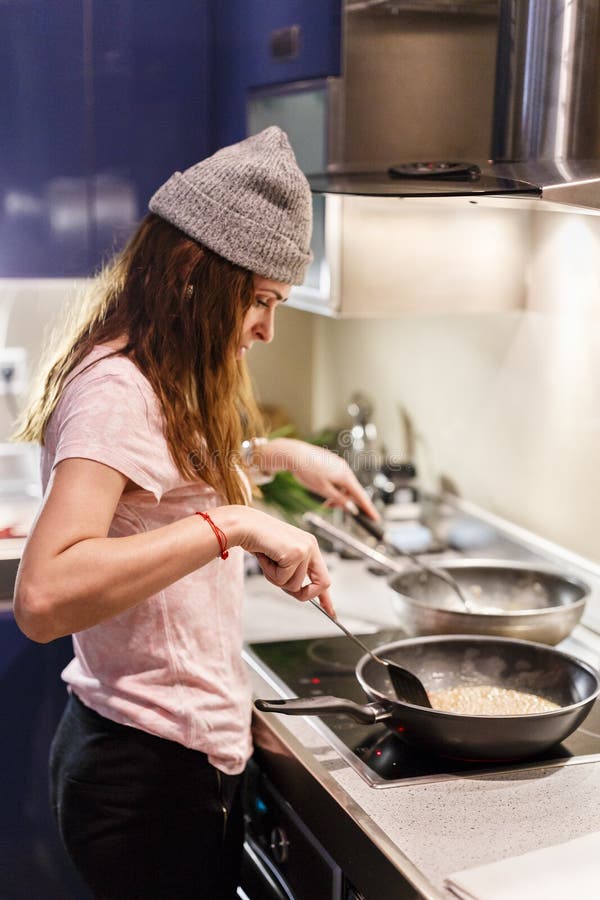 Woman in kitchen stock photo. Image of kitchen, enjoying - 68324898
