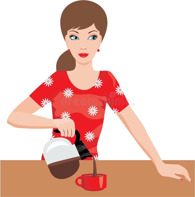 Pop Art Illustration of Woman with Morning Cup of Tea. Pin-up Girl ...