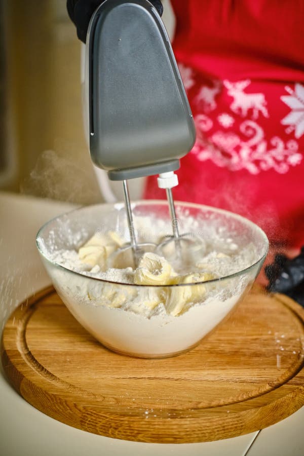 Woman in the Kitchen Using a Cream Cake Mixer. Vercion 3 Stock Photo ...