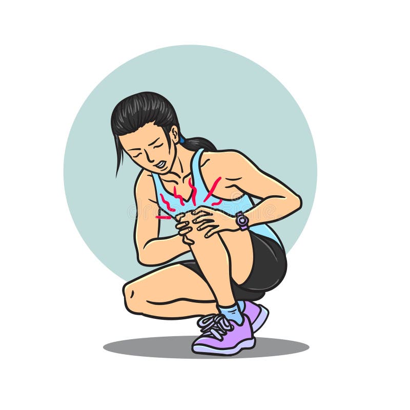 Woman with a Knee Injury Vector Stock Vector - Illustration of injured ...