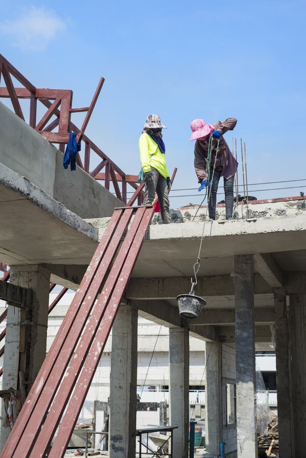 Woman Labor in Construction Site. Stock Image - Image of cement ...