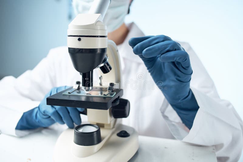 Woman with Microscope Laboratory Microbiology Technology Science Stock ...