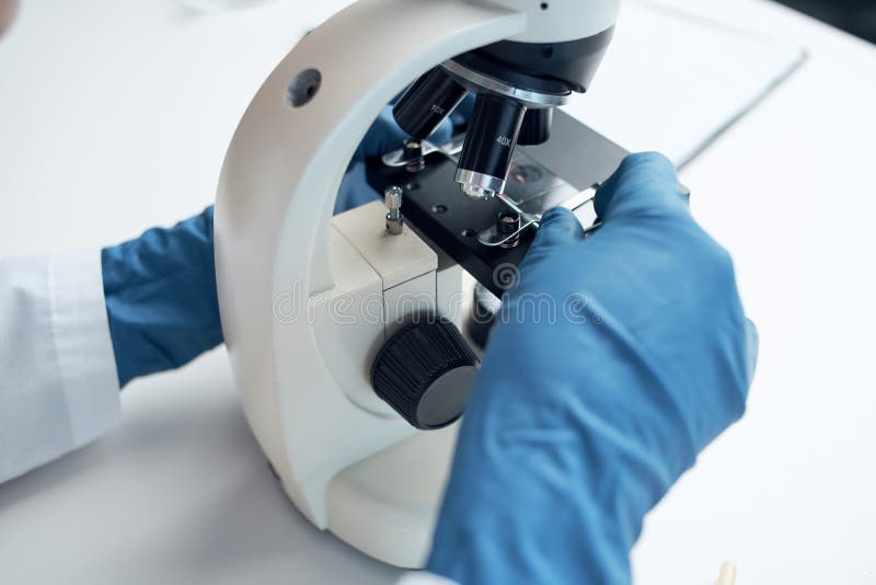 Microscope Laboratory Chemical Element Magnifying Glass Papers on Table ... Microscope Laboratory Chemical Element Magnifying Glass Papers on Table ...