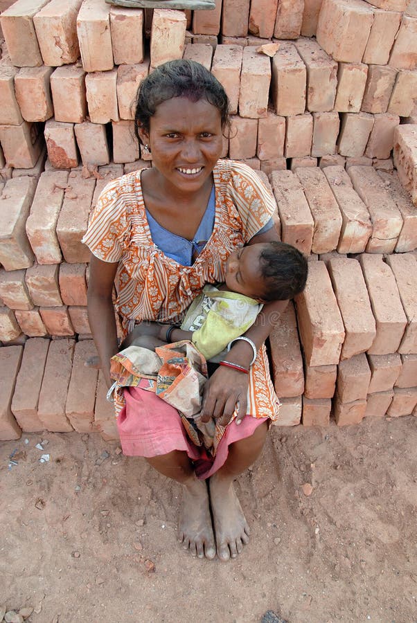 Woman Labour in Indian Brick-field Editorial Stock Image - Image of ...