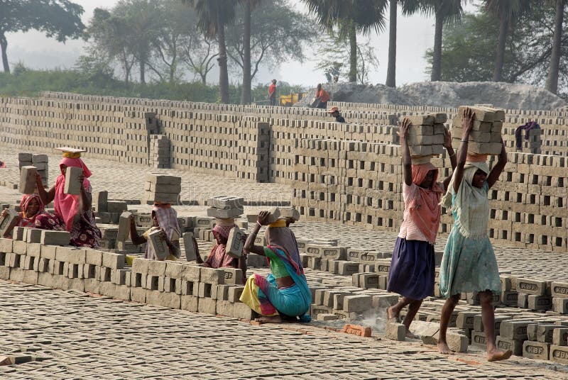 Woman Labour in Indian Brick-field Editorial Photo - Image of open ...