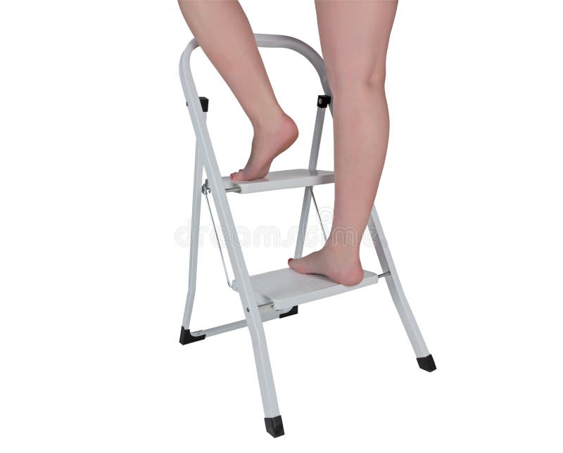 Woman on a ladder stock photo. Image of step, stairs - 25528460