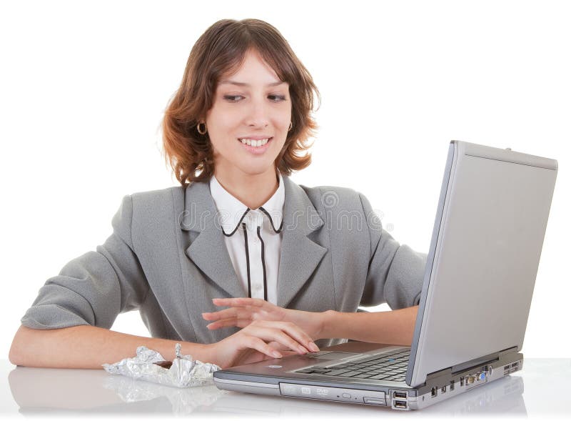Woman and laptop stock photo. Image of operator, looking - 19528408