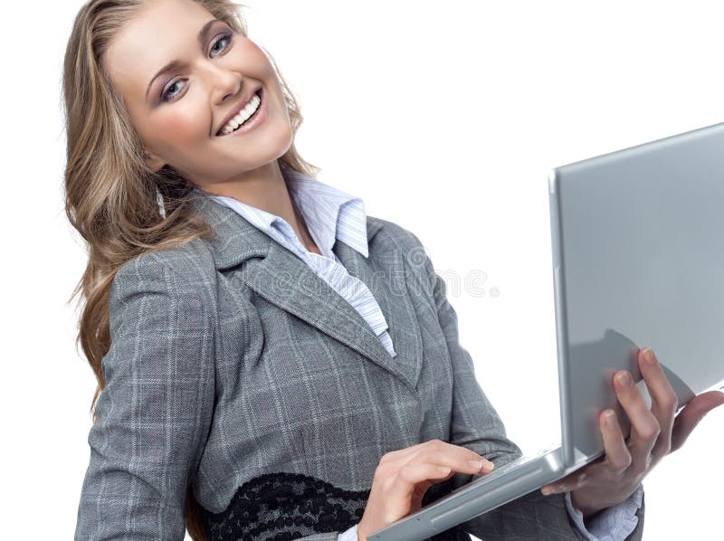 Professional Woman on a Laptop Stock Image - Image of female ...