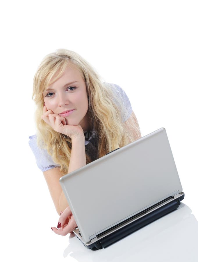 Young Woman Laptop stock image. Image of woman, work, showing - 1630507