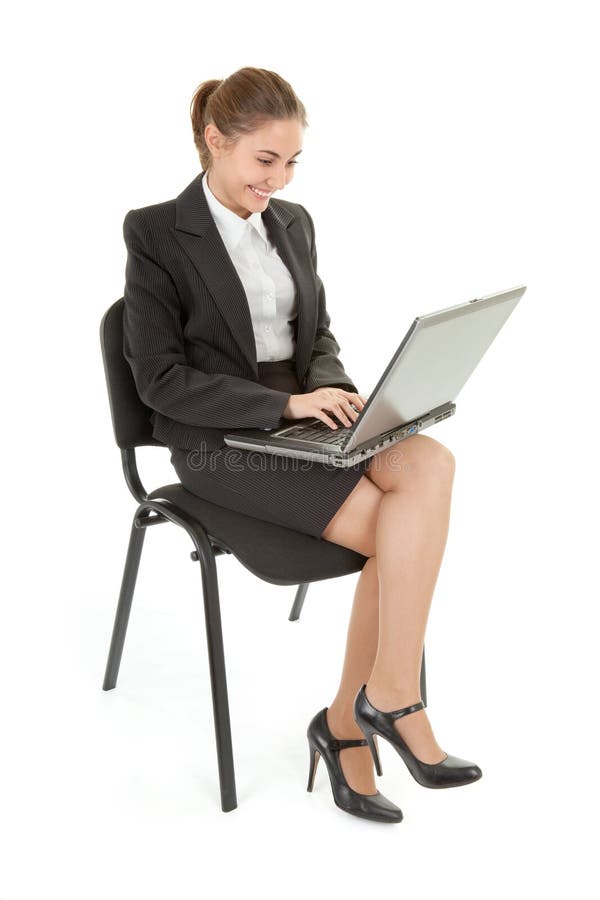 Woman and laptop stock photo. Image of operator, looking - 19528408