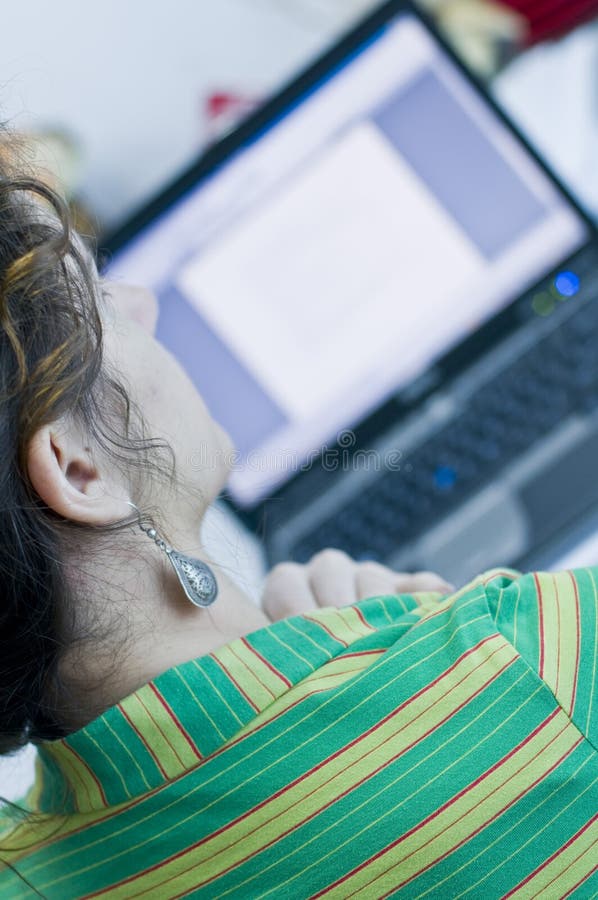 Woman and laptop stock image. Image of working, thinking - 4901719