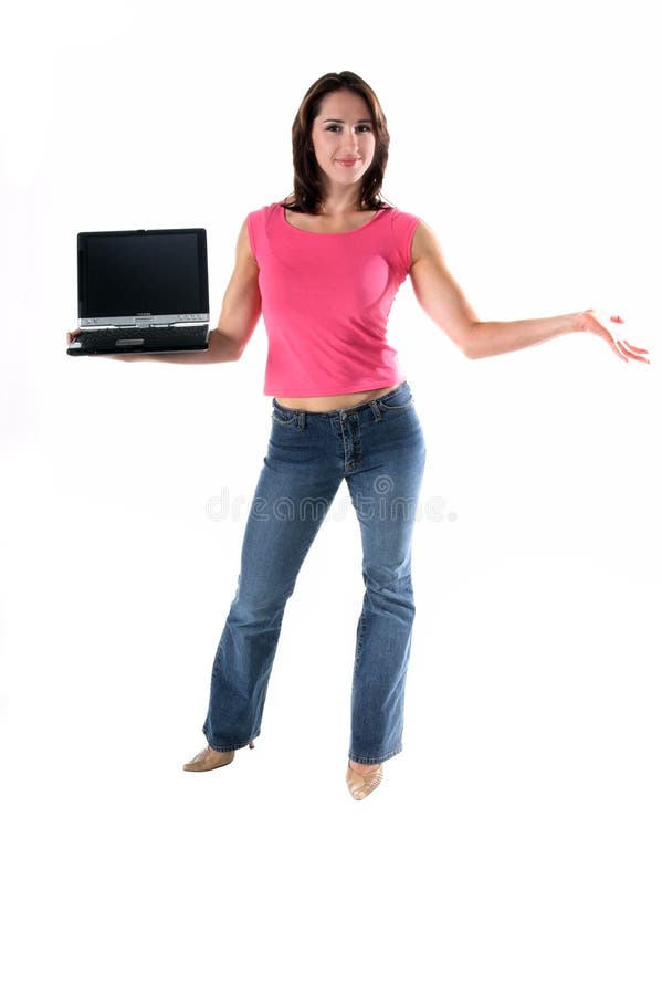Woman with Laptop Computer stock image. Image of laptop - 294565