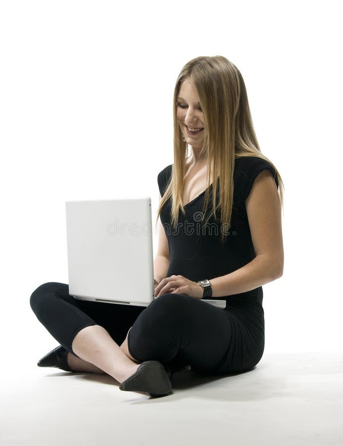 Woman with laptop computer stock image. Image of woman - 3405951