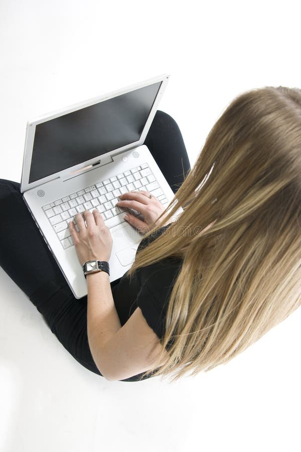Woman with laptop computer stock image. Image of white - 3406009