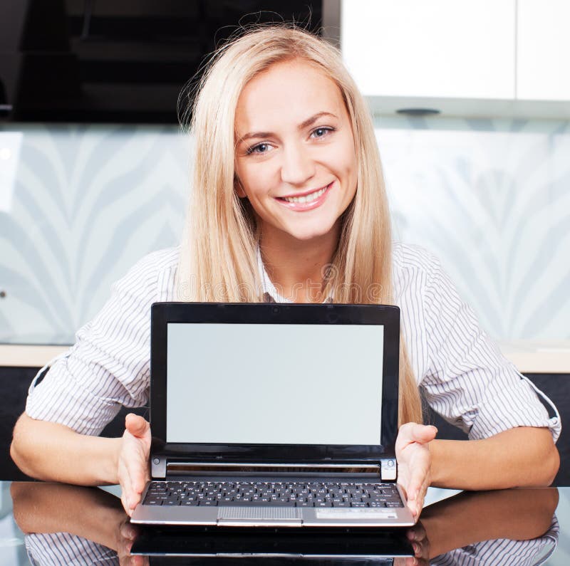 Woman with laptop stock photo. Image of indoors, selective - 33009118