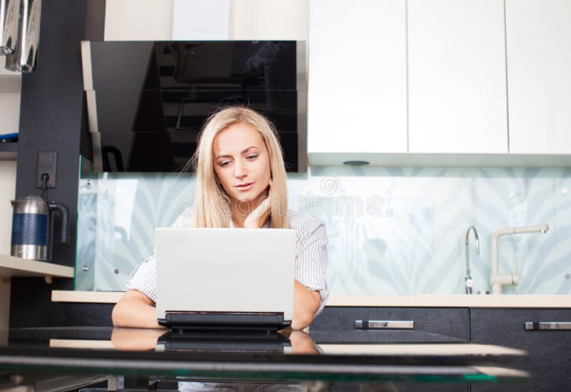 Woman with laptop stock photo. Image of cheerful, people - 33009112