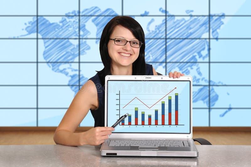 Woman and laptop stock image. Image of information, document - 33093269