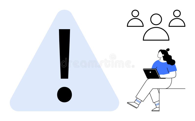 Woman with Laptop Working on Alert Notification while Connected with ...