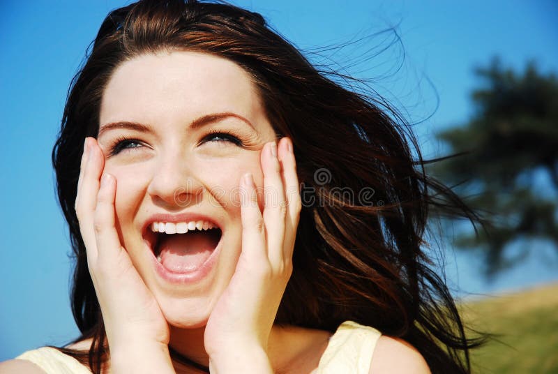 Ecstatic woman stock image. Image of beauty, hair, girl - 11009951