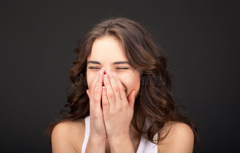 Woman Laughing Over Shoulder Stock Photo - Image of contact, girl: 10889404