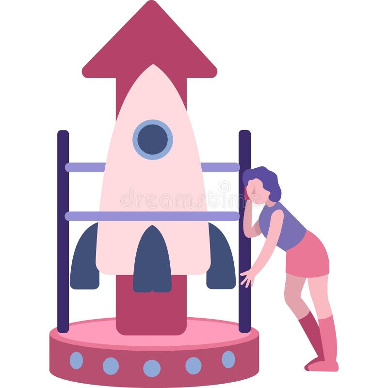 Woman Launch Rocket Vector Startup Icon Isolated Stock Illustration ...