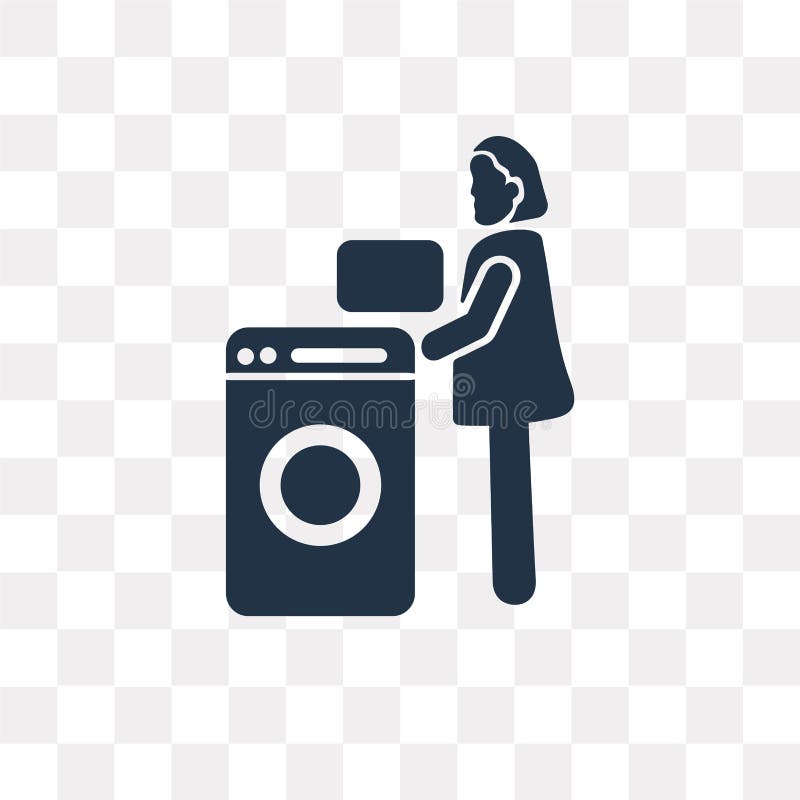 Woman and Laundry Vector Icon Isolated on Transparent Background Stock ...