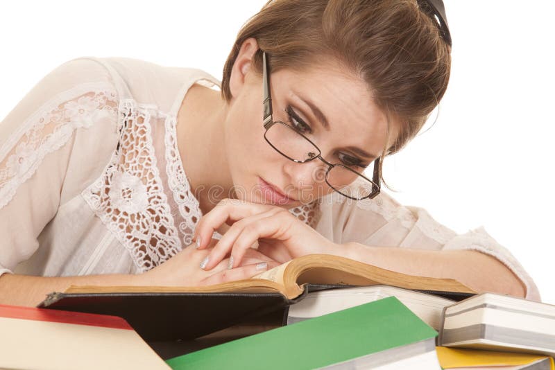 Woman Lay on Books Glass Read Stock Photo - Image of 2024, body: 35573748