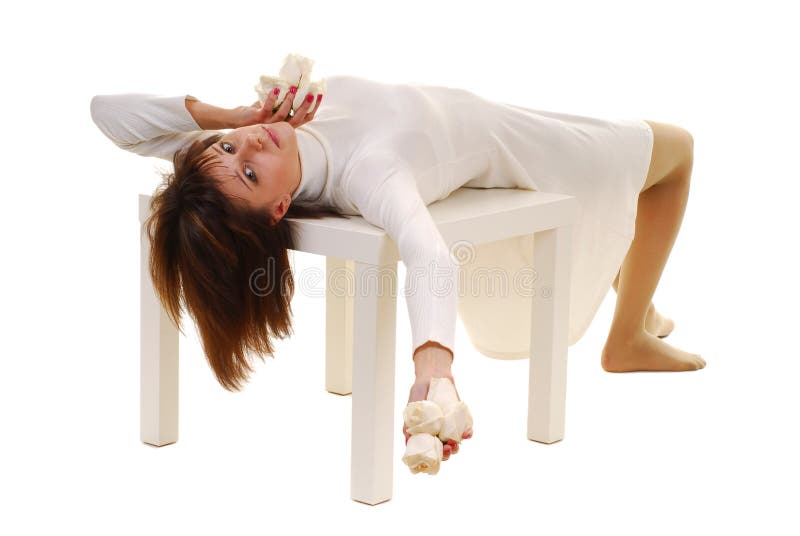 Woman laying on table stock image. Image of image, face - 9806567