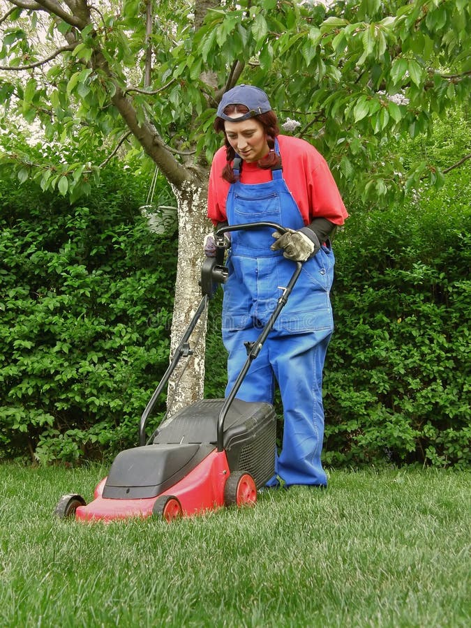 Woman Learn How To Cut the Grass Stock Image - Image of hairstyle ...