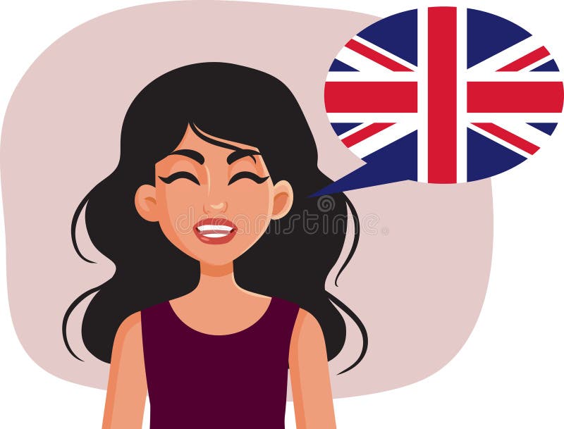 Woman Learning English Language Vector Character Stock Illustration ...