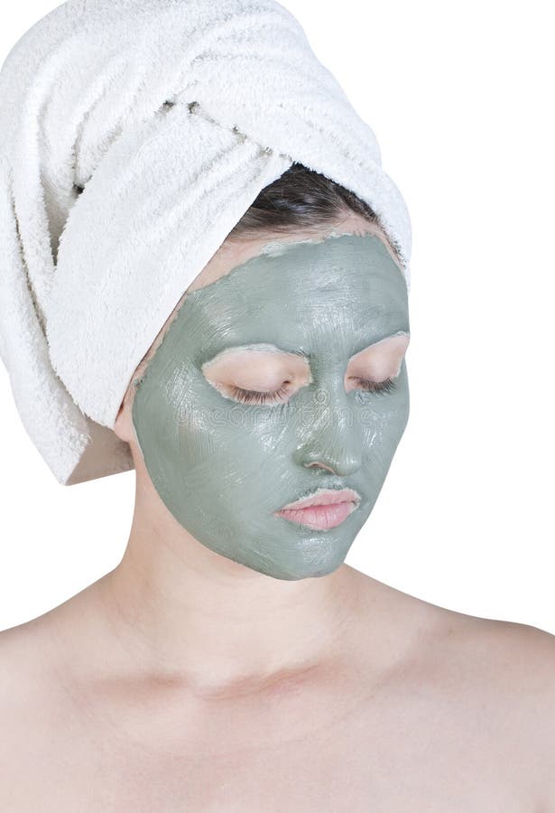 Woman Left a Cosmetic Clay Mask on Face Stock Image - Image of ...