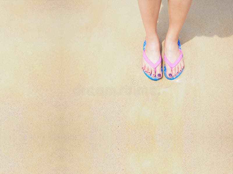 Woman Legs and Feet Stand on the Sand Stock Photo - Image of outside ...