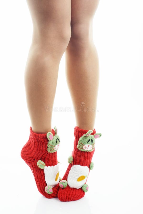 Woman legs in red socks stock photo. Image of footwear - 85297922