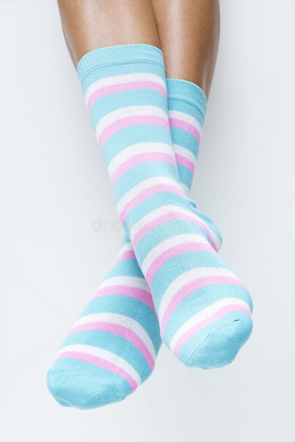 Legs Long Female In Striped Socks Isolated Stock Photo - Image of heels ...