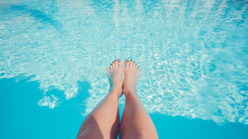 Woman Legs in Swimming Pool. Stock Photo - Image of fitness, body: 62977964