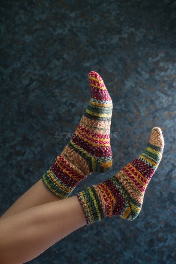 Woman Legs in Wool Knitted Socks Stock Image - Image of knee, human ...