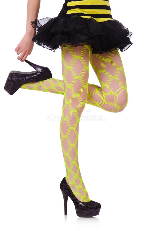 Woman Legs in Yellow Fishnet Stock Image - Image of foot, fashion: 36804533