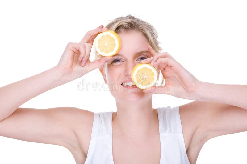 Women with lemons on face stock photo. Image of good - 23047868