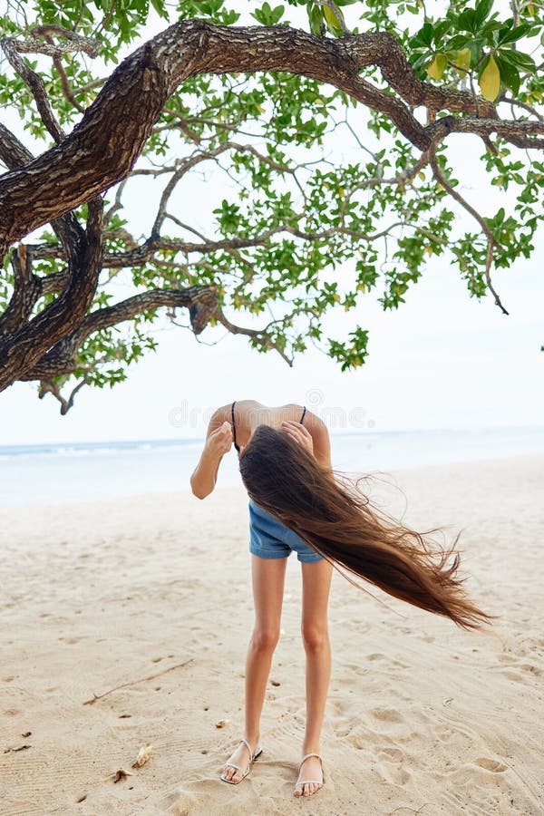 Woman Lifestyle Relax Happy Tree Nature Vacation Hanging Sky Sea