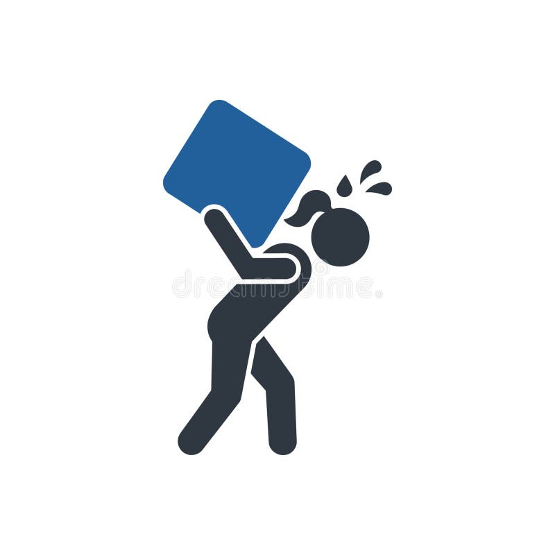 Woman Lifting Heavy Box Icon Stock Vector - Illustration of symbol ...