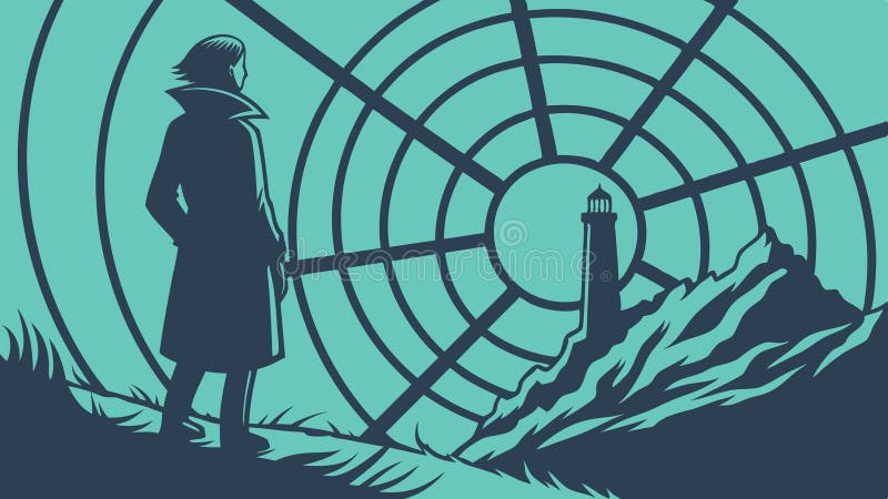Woman and Lighthouse in Vortex Vector, Guiding Light in Abstract World, Vector Design Generative ...