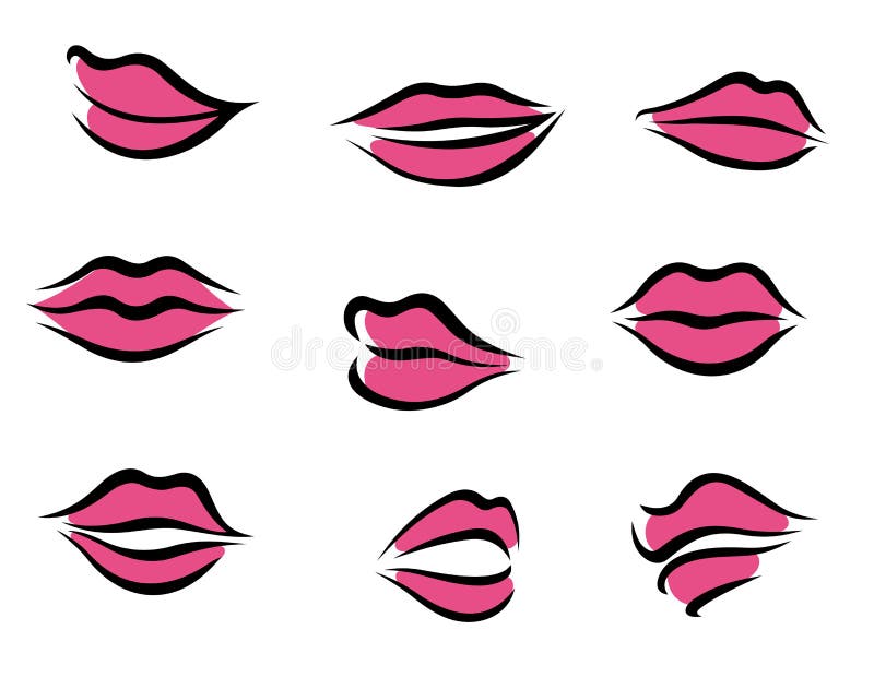 Woman Lips in Cartoon Style Stock Vector - Illustration of glossy ...