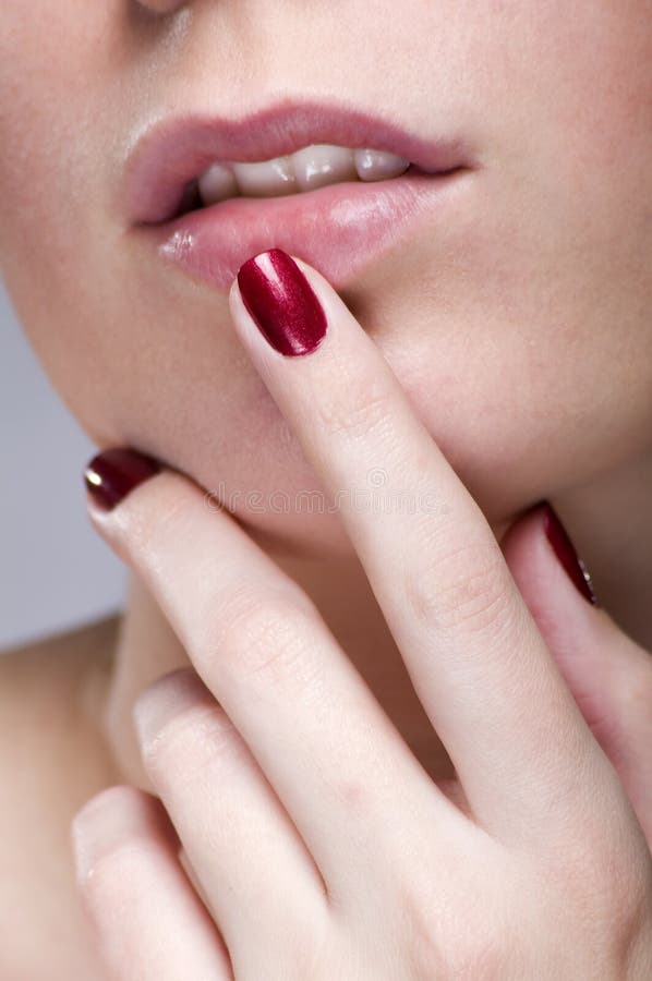 Woman applying lip color stock image. Image of wallpaper - 874713