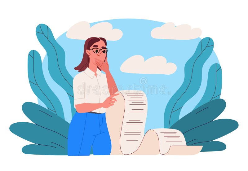 Woman with List of Plans Vector Stock Vector - Illustration of ...