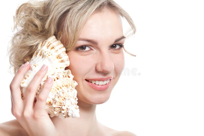 381 Woman Listening Sea Shell Stock Photos - Free & Royalty-Free Stock ...