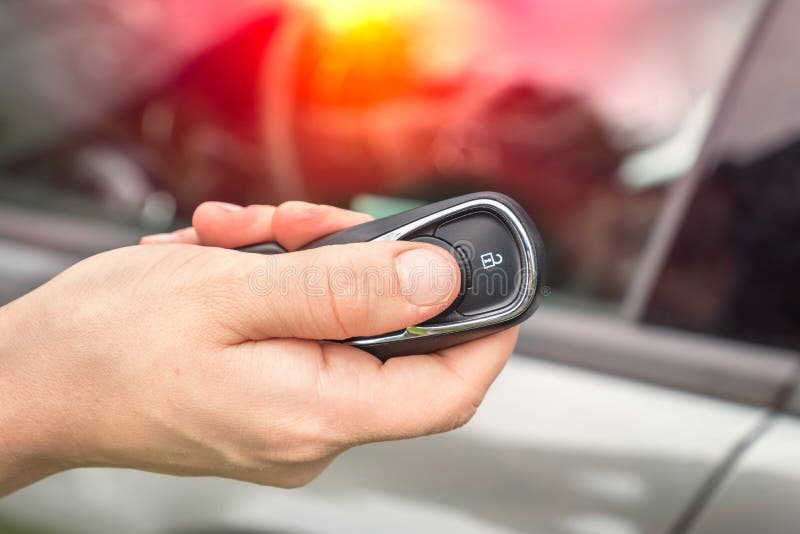Woman Lock or Unlock Her Car with Car Remote Control Stock Image ...