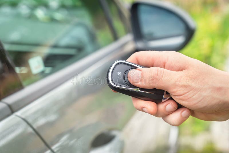 Woman Lock or Unlock Her Car with Car Remote Control Stock Photo ...