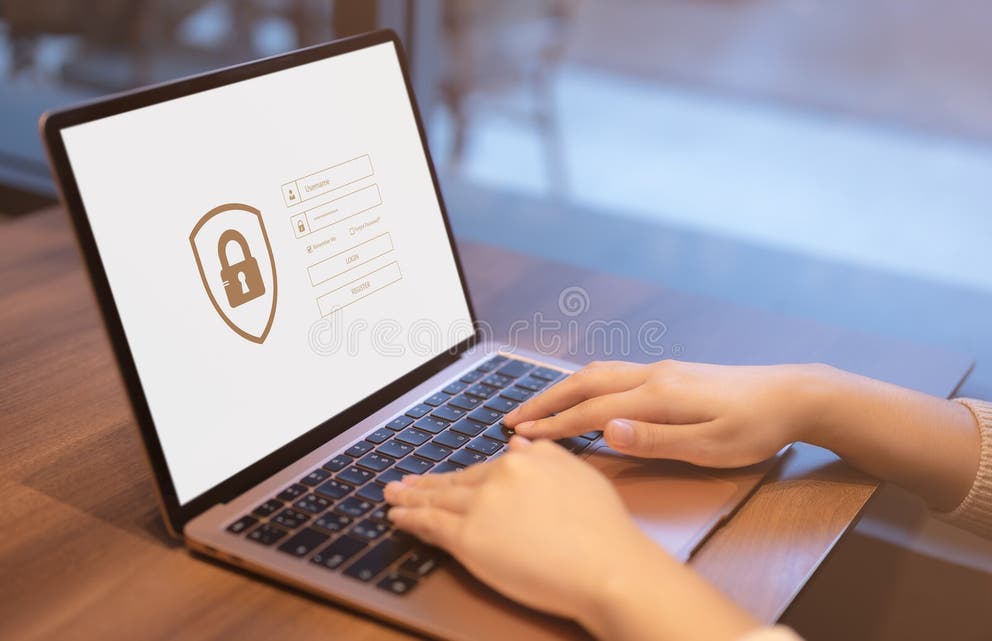 Woman is Logging in with a Username and Password Public. Cybersecurity ...